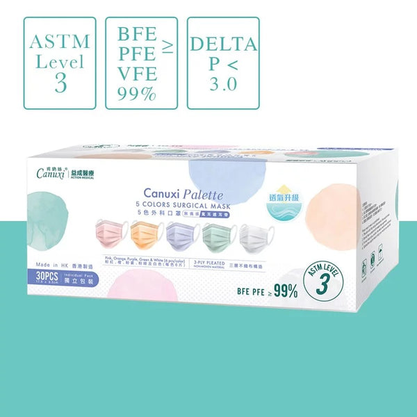 Canuxi 5 Colors Surgical Mask ASTM Level 3 Individual Pack-17100276 – 仁 ...